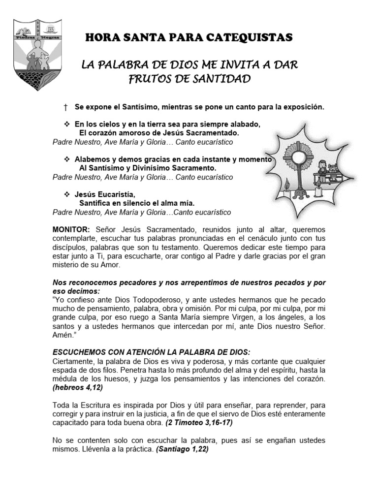 HORA SANTA PARA CATEQUISTAS SEPTIEMBRE 2024 | PDF | eucaristía | María, madre de Jesús