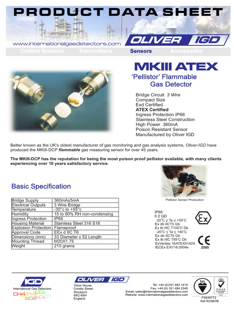 ATEX MK3 Gas Detector | PDF | Sensor | Manufactured Goods