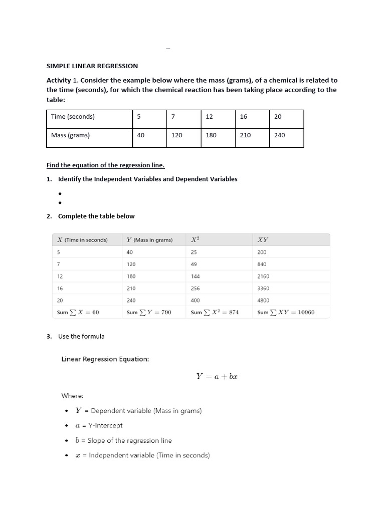 SIMPLE LINEAR Regression | PDF | Teaching Methods & Materials | Science & Mathematics