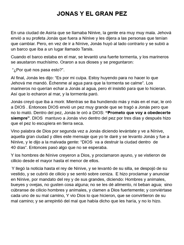 Jonas y El Gran Pez | PDF
