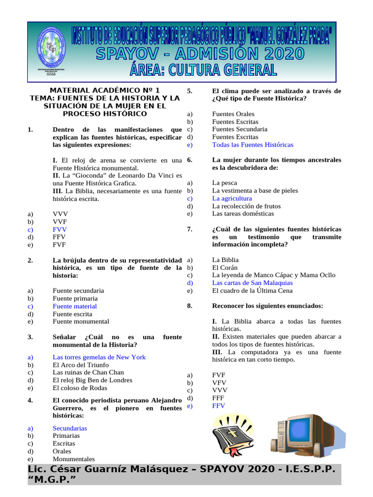 MAT 1 Cultura General | PDF | Historiador | Testimonio