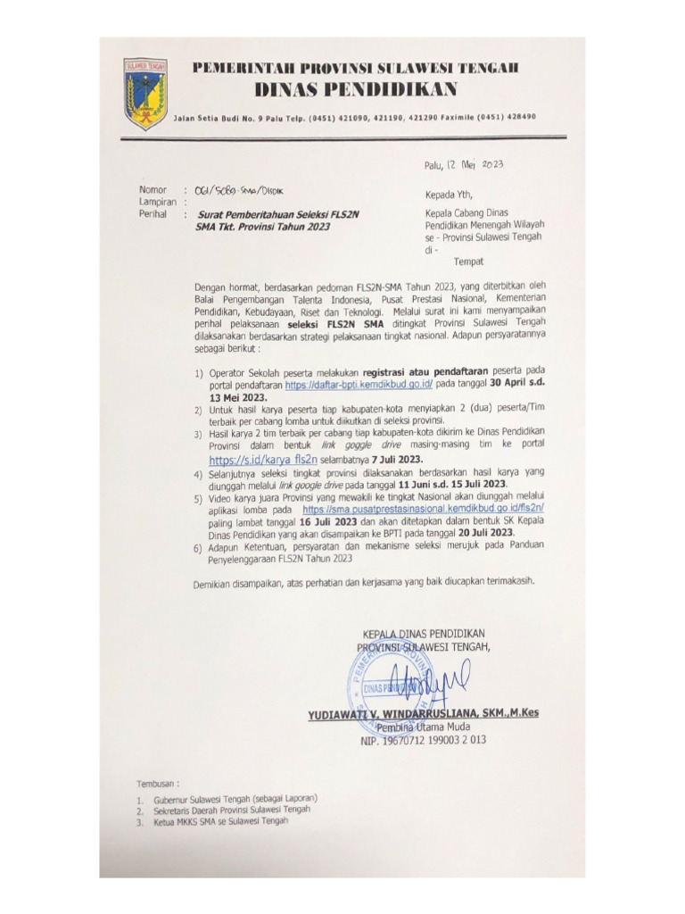 Surat Seleksi FLS2N | PDF