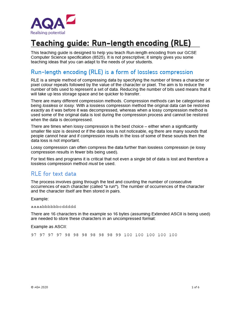Aqa 8525 TG Rle | PDF | Data Compression | Computer Data