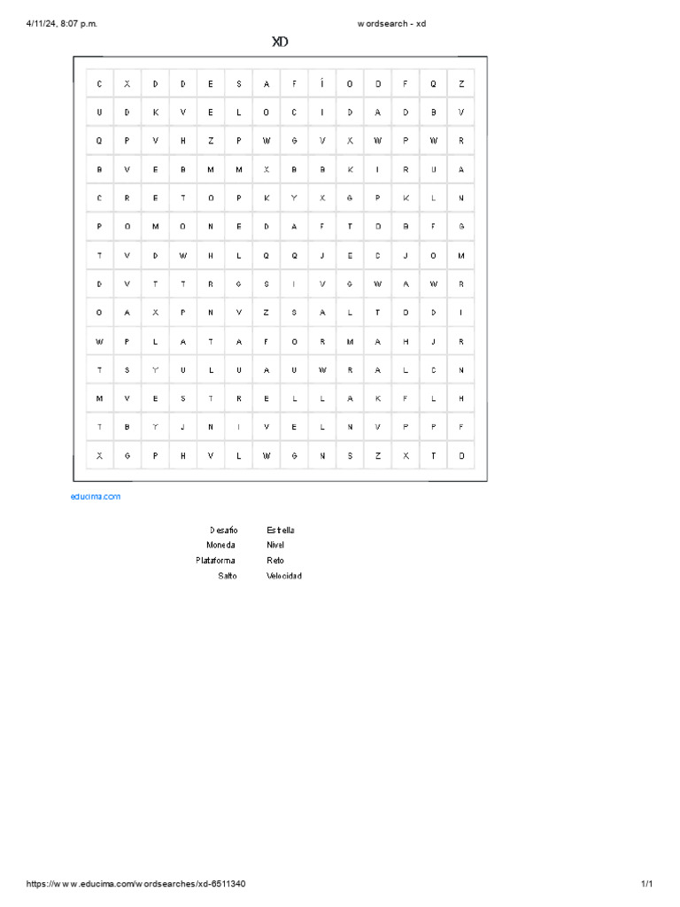Wordsearch - XD | PDF