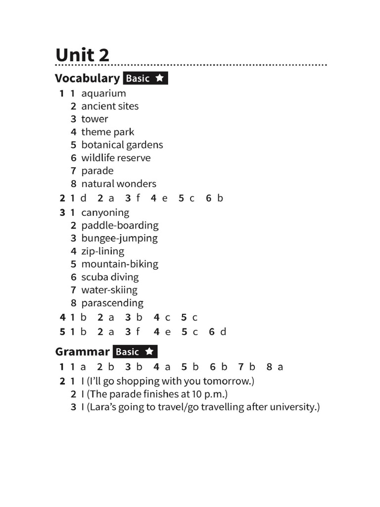 Unit 2 Vocabulary and Grammar AK | PDF