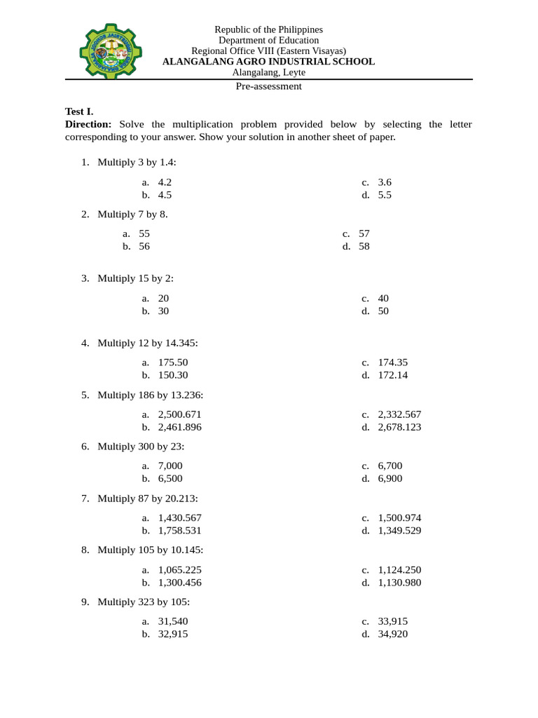 Pretest & Post-Test | PDF