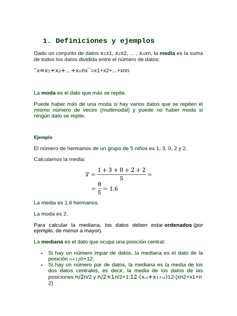 Media, Mediana y Moda | PDF | Mediana | Matemáticas