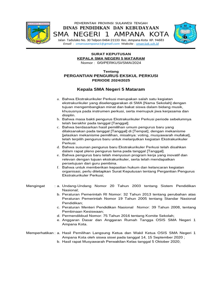 SK Pengurus Osis 2020 21 | PDF | Karier & Perkembangan | Ilmu Sosial