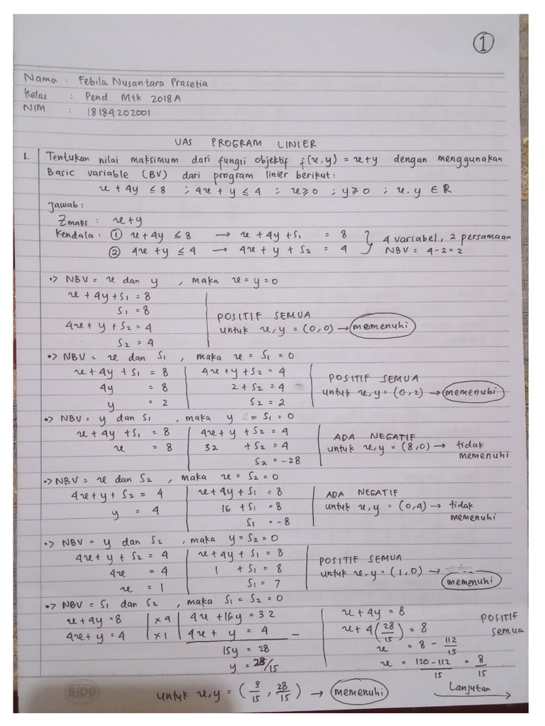 Febila Nusantara Prasetia (18184202001) - UAS Prolin | PDF