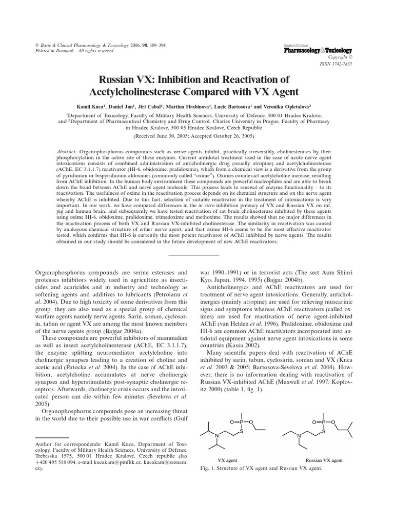 Russian VX Inhibition and Reactivation O-48345054-Print | PDF | Nerve ...