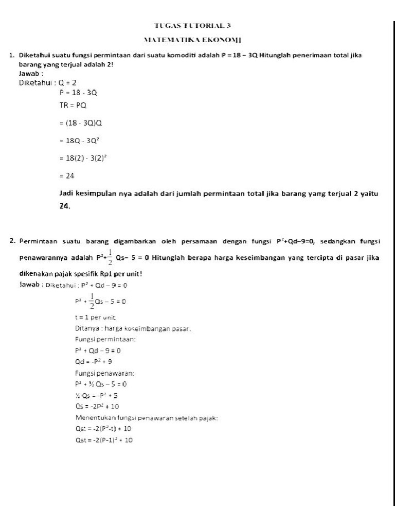 Jawaban Tugas 3 Matematika | PDF