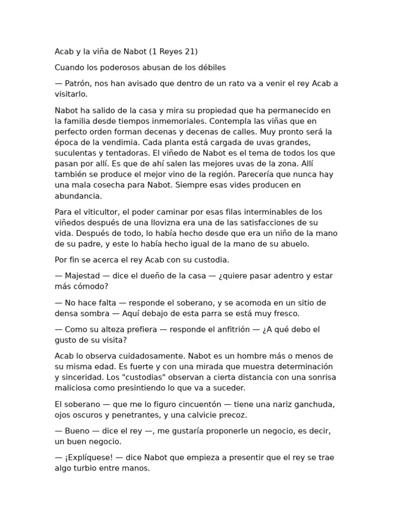 HISTORIA Acab y La Viña de Nabot | PDF | Uva