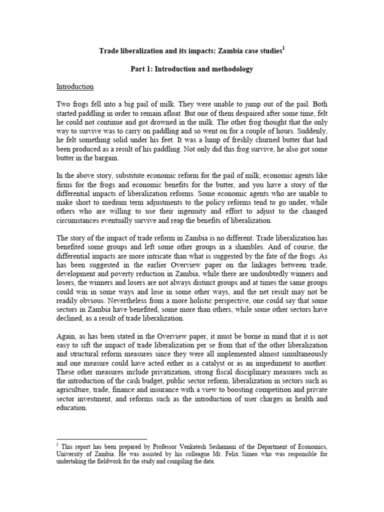 Case Study-Trade Liberalization and Its Impacts-Zambia | PDF | Cotton ...