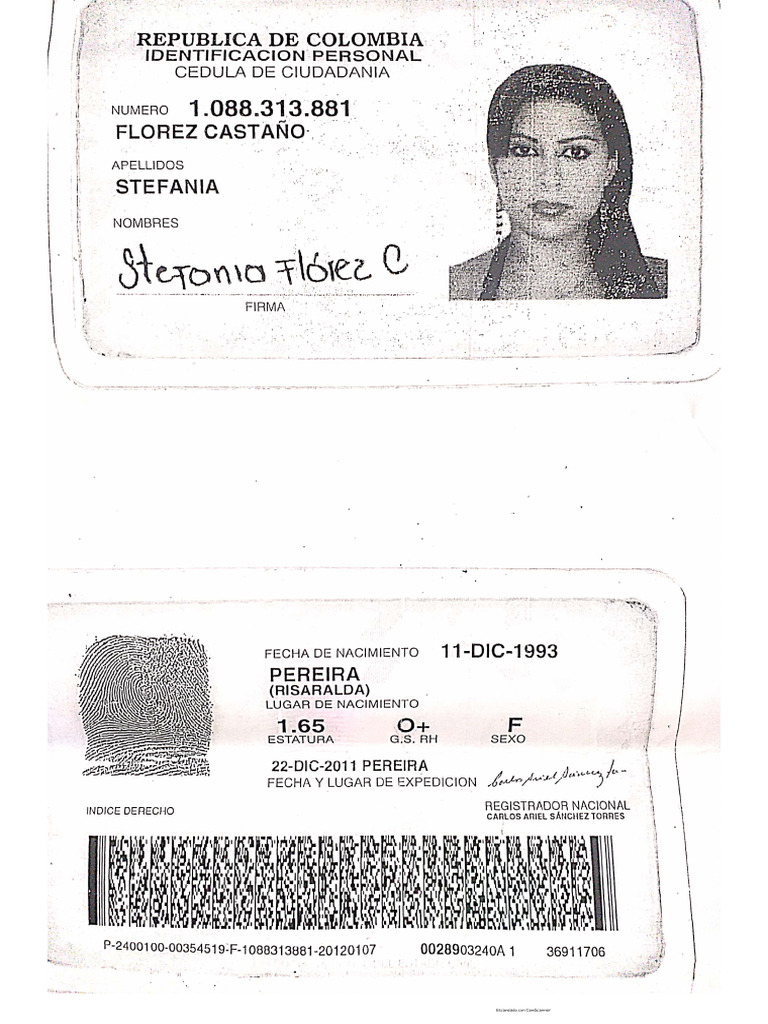 Cedula Scan Stefania Florez Castaño | PDF