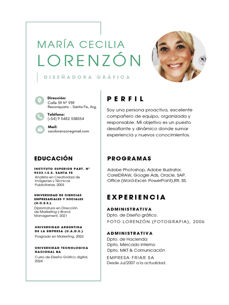 CV - María Cecilia Lorenzón | PDF | Crecimiento personal y profesional ...