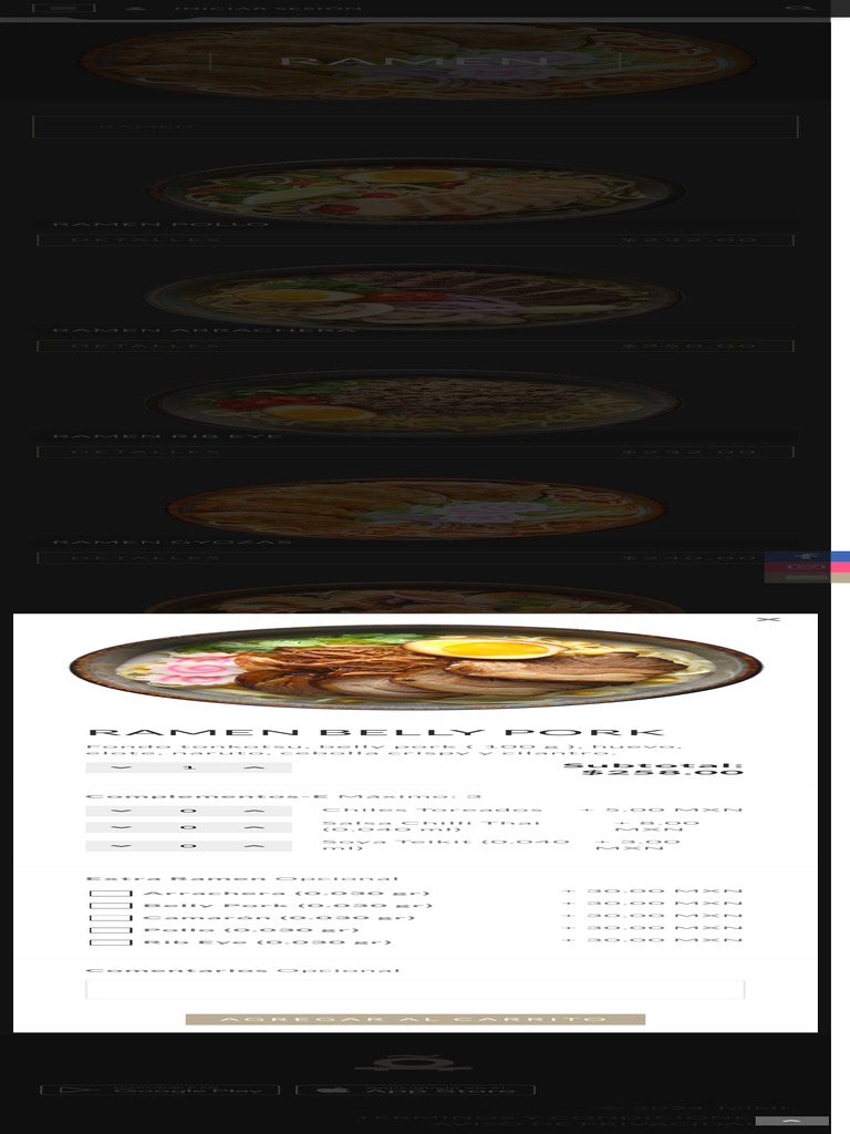 Menú de Ramen y Sushi Teikit | PDF