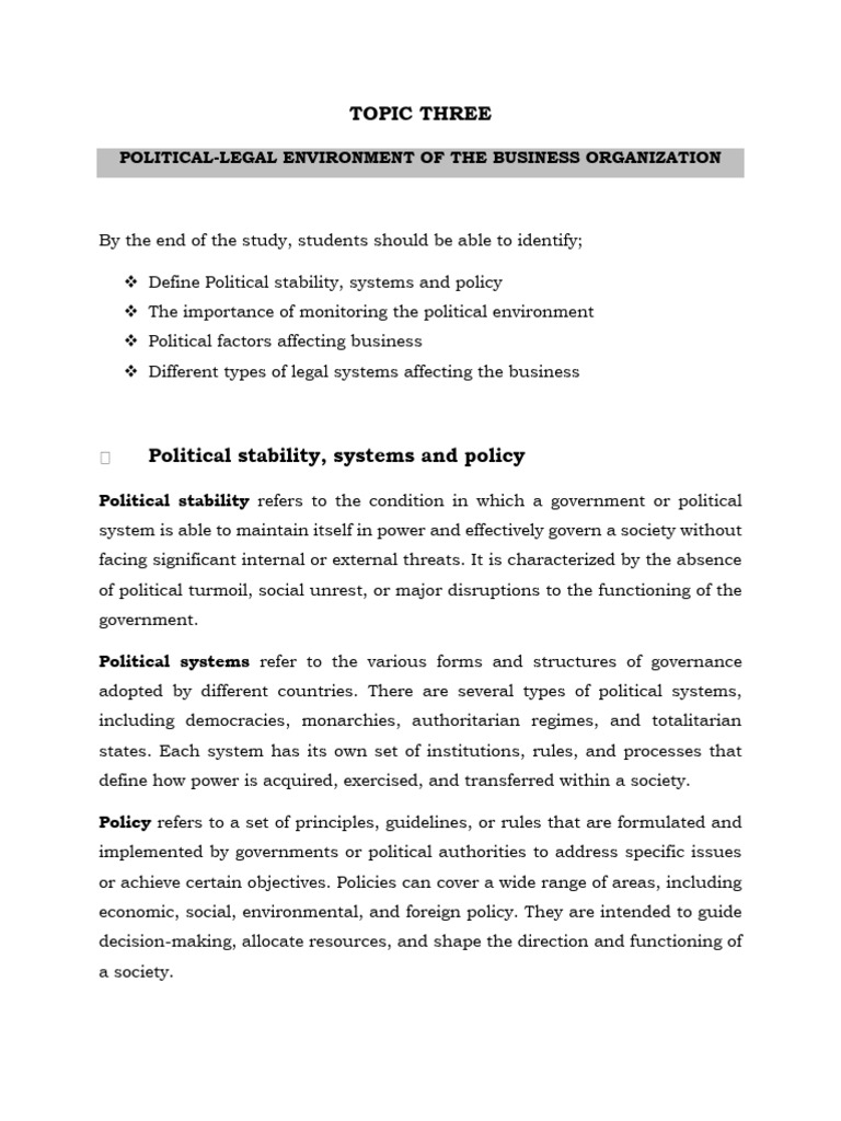 Political-Legal Environment of The Business Organization | PDF | Sharia ...