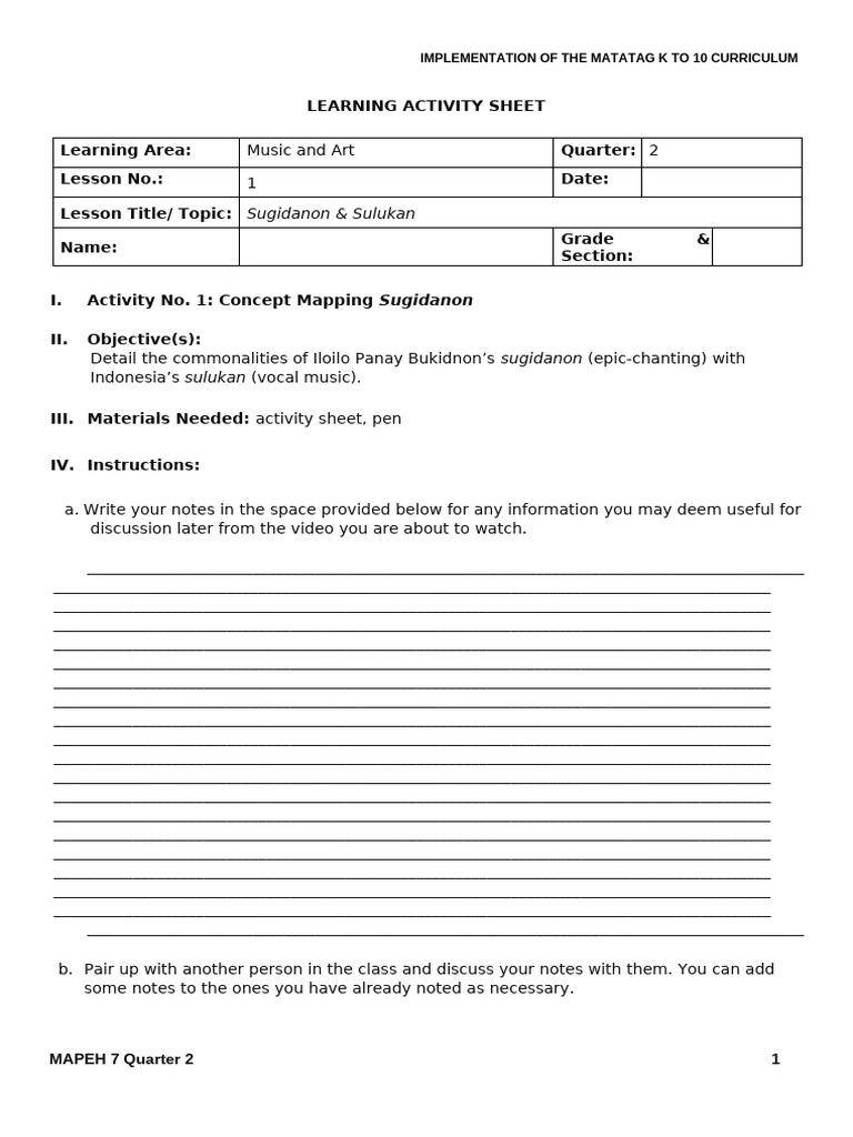 Sugidanon and Sulukan: Concept Mapping | PDF | Curriculum | Behavior ...