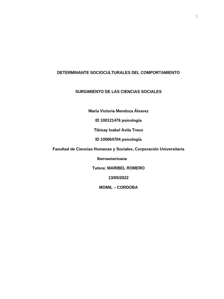 Determinantes Socioculturales del Comportamiento | PDF | Ciencias ...