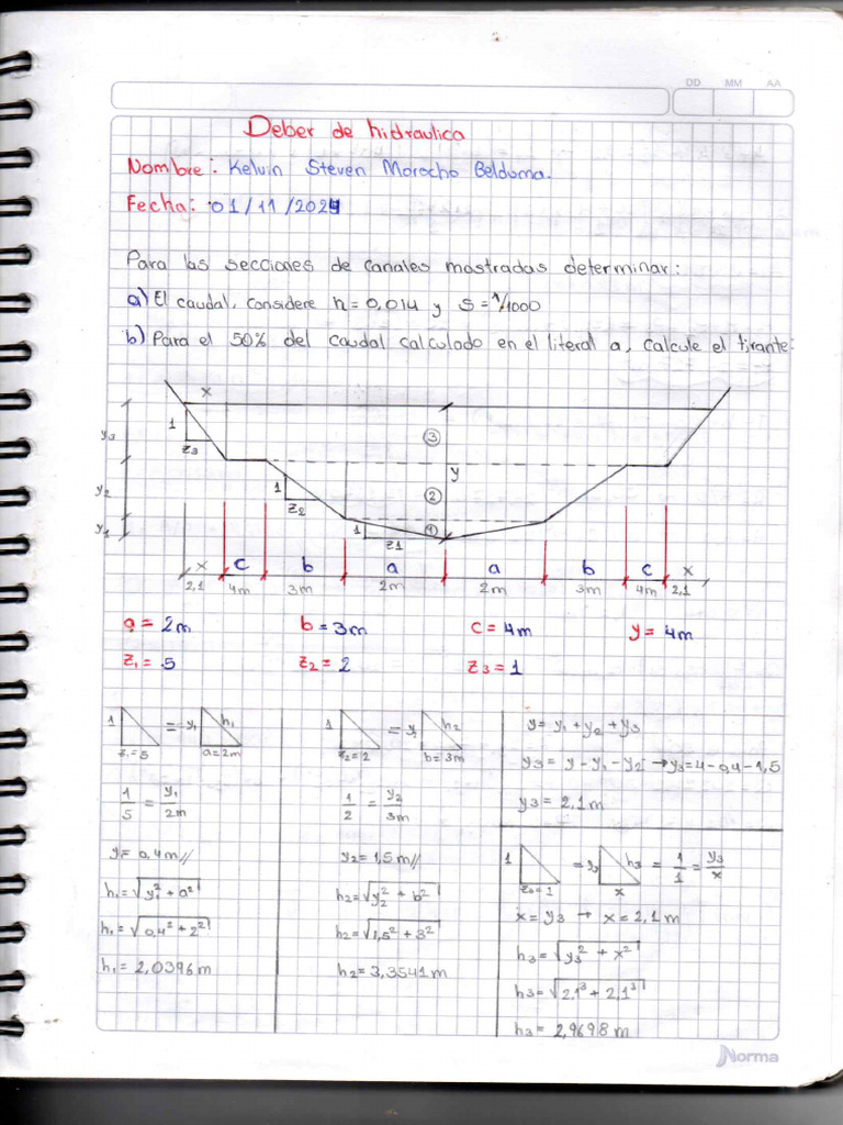 Area No. 3 - Ejercicios de Aplicacion de La Formula de Manning | PDF