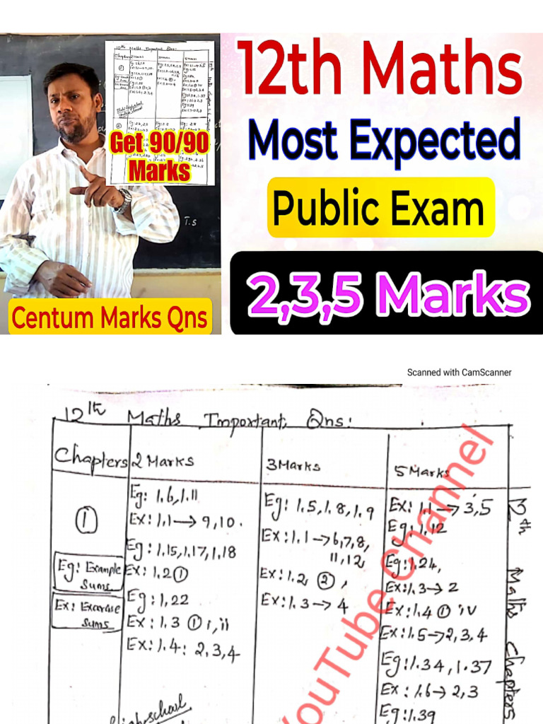 12th Maths Important 235 Mark Questions English Medium PDF Download ...