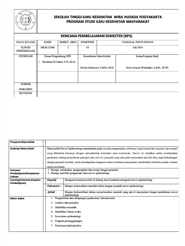 PDF Rps Survei Epidemiologi - Compress | PDF