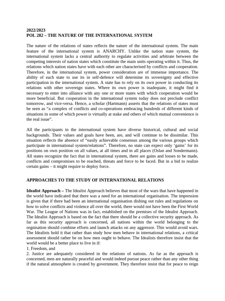 Understanding International Relations Dynamics | PDF | Peace | Violence