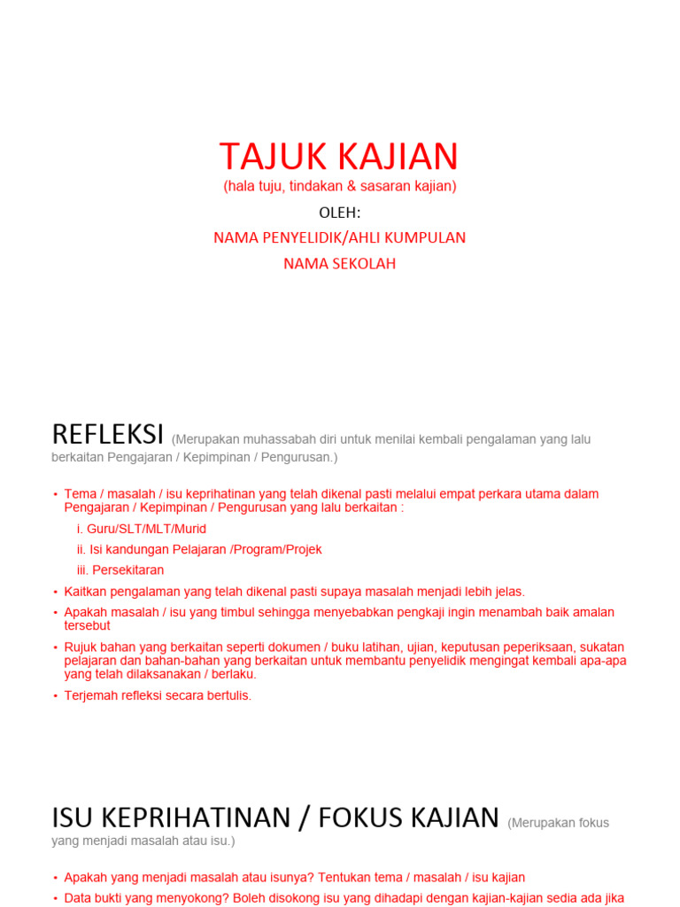 Template Kajian Tindakan | PDF