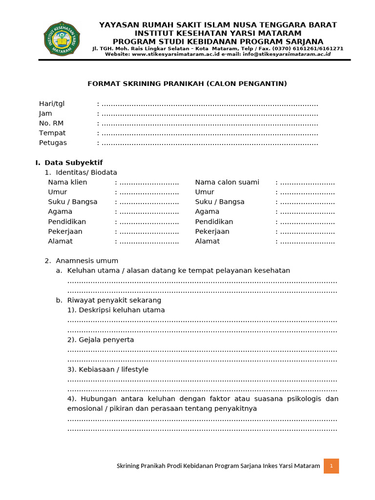 Format Skrining Pranikah | PDF | Komputer