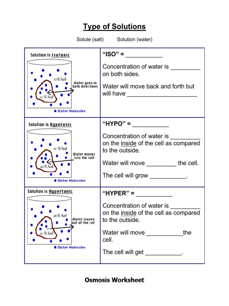 Hypertonic, Hypotonic, Etc STUDENT VERSIO | PDF