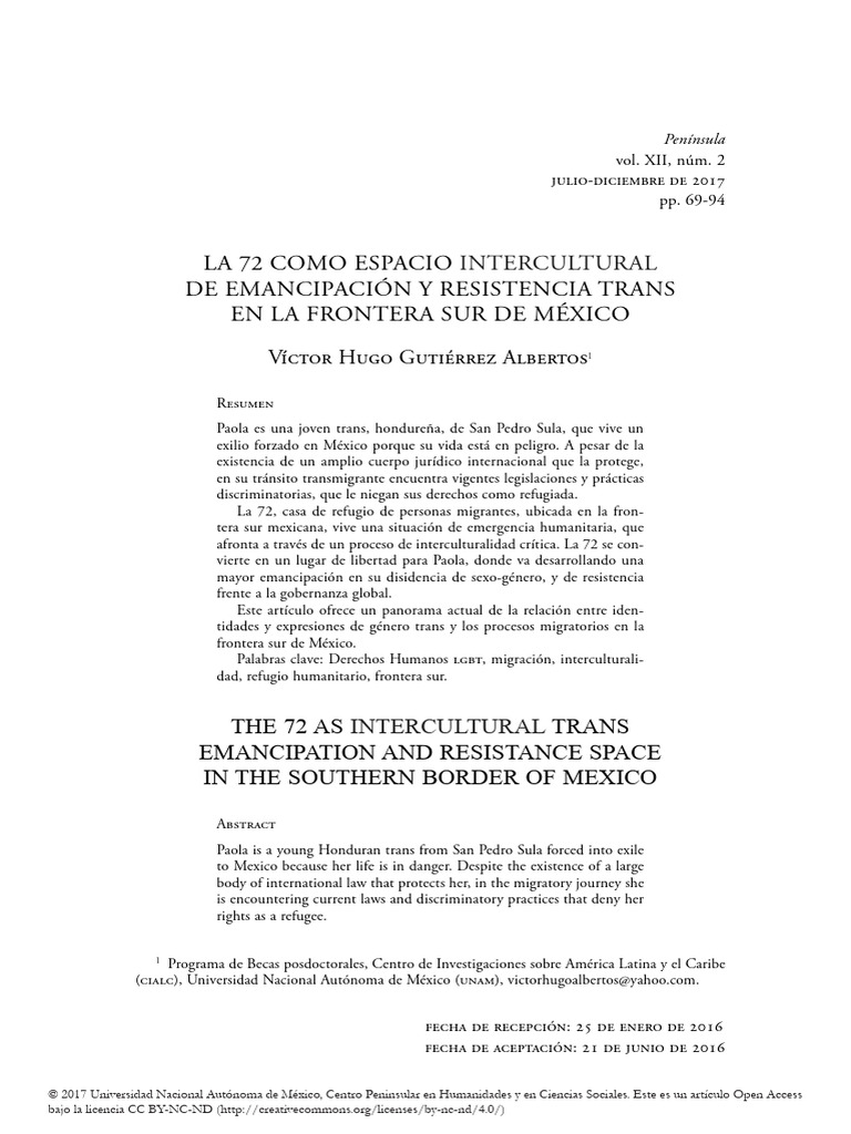LA-72-COMO-ESPACIO-INTERCULTURAL-DE-EMANCIPACI-N-Y-RESISTENCIA-TR_2017_Pen-n | PDF | Hombres que ...
