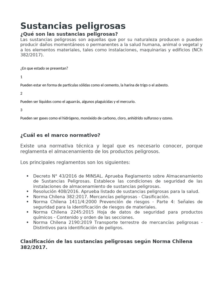 Sustancias Peligrosas | PDF | Naturaleza | Química