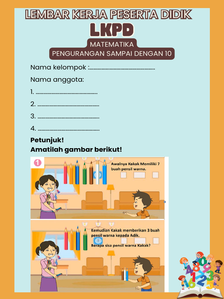 LKPD Matematika KLS 1 Pengurangan | PDF