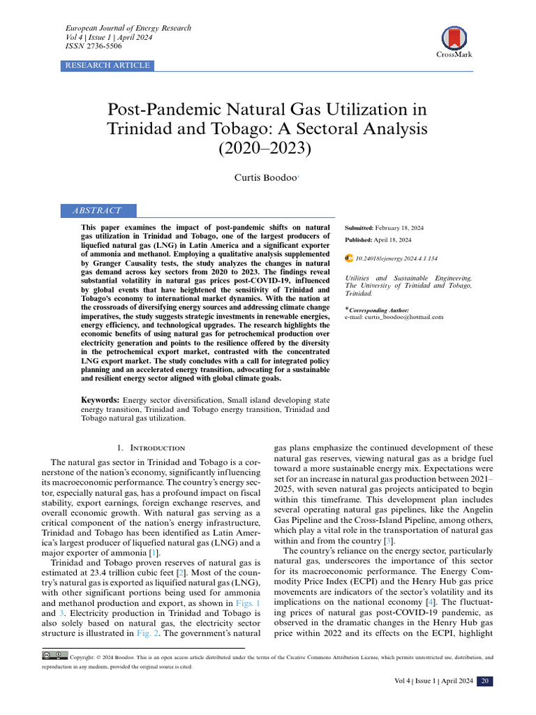 Post-Pandemic Natural Gas Utilization in Trinidad | PDF | Natural Gas ...