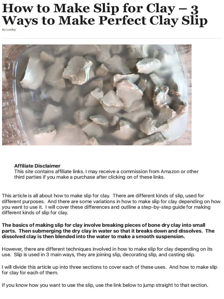 How to Make Clay Slip: 3 Methods | PDF | Clay | Pottery