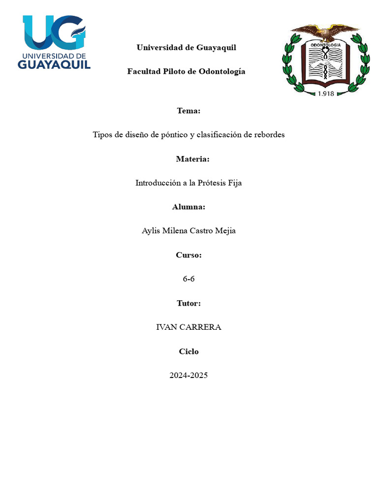 Tipos de Diseño de Póntico | PDF | Diente | Ramas de Odontología