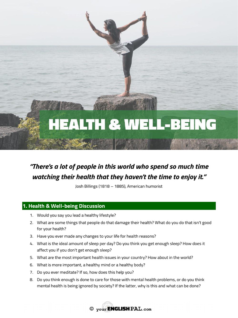 ESL Health & Well-Being Lesson Plan | PDF | Wellness | Lifestyle