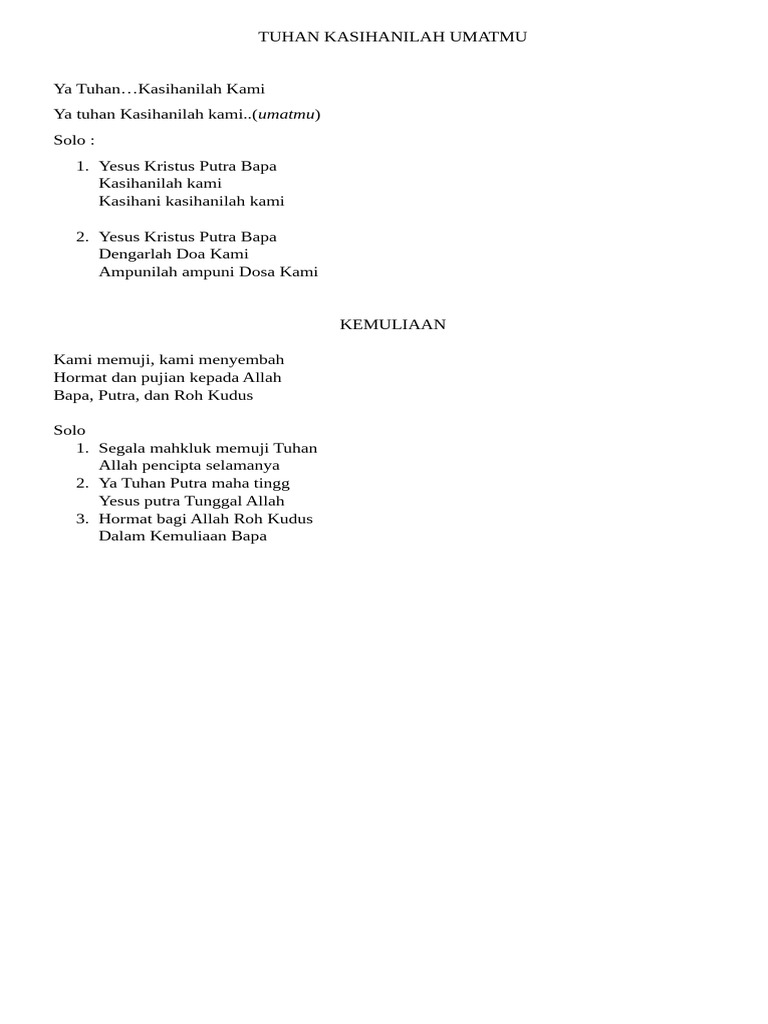 Tuhan Kasihanilah Umatmu | PDF