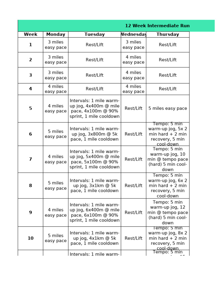 Intermediate Run Program | PDF
