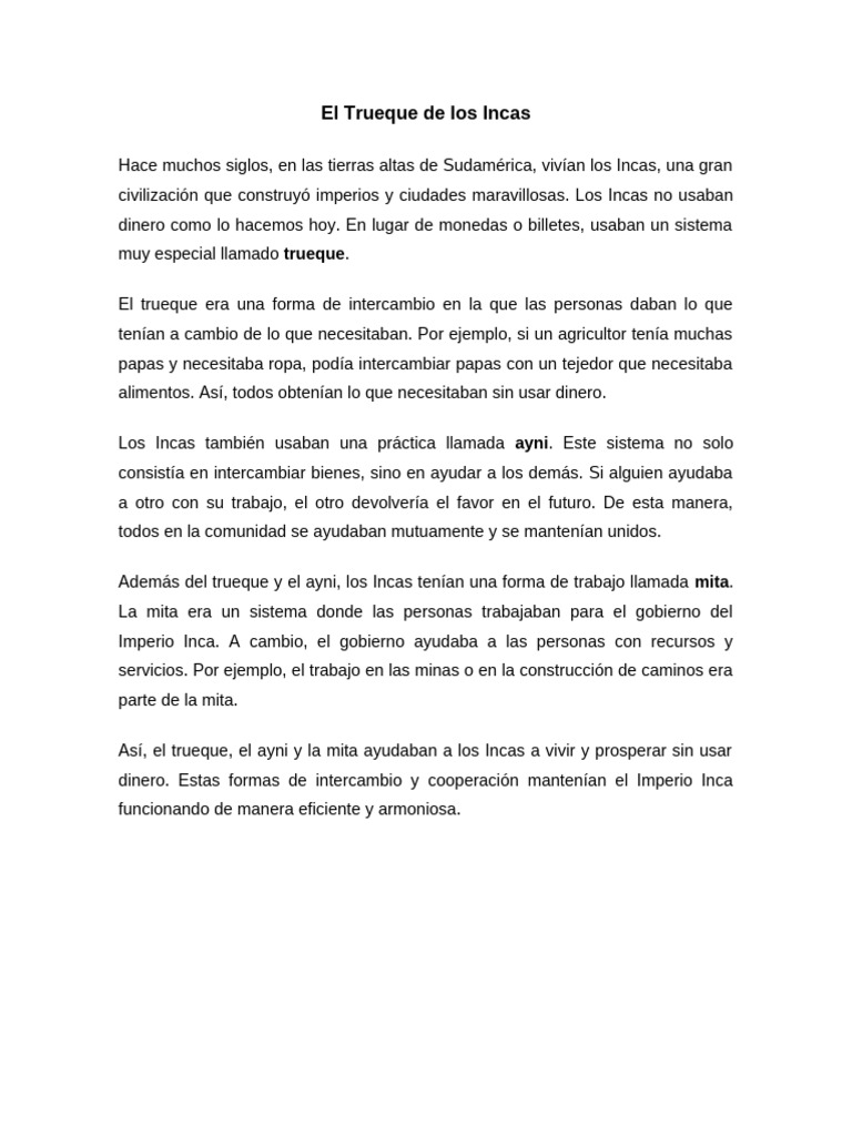 El Trueque de Los Incas | PDF | Imperio Inca | Dinero