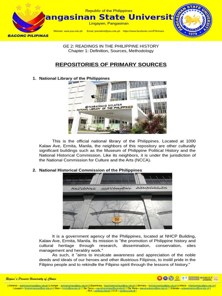 Repositories of Primary Sources 3 | PDF | Manila | Philippines