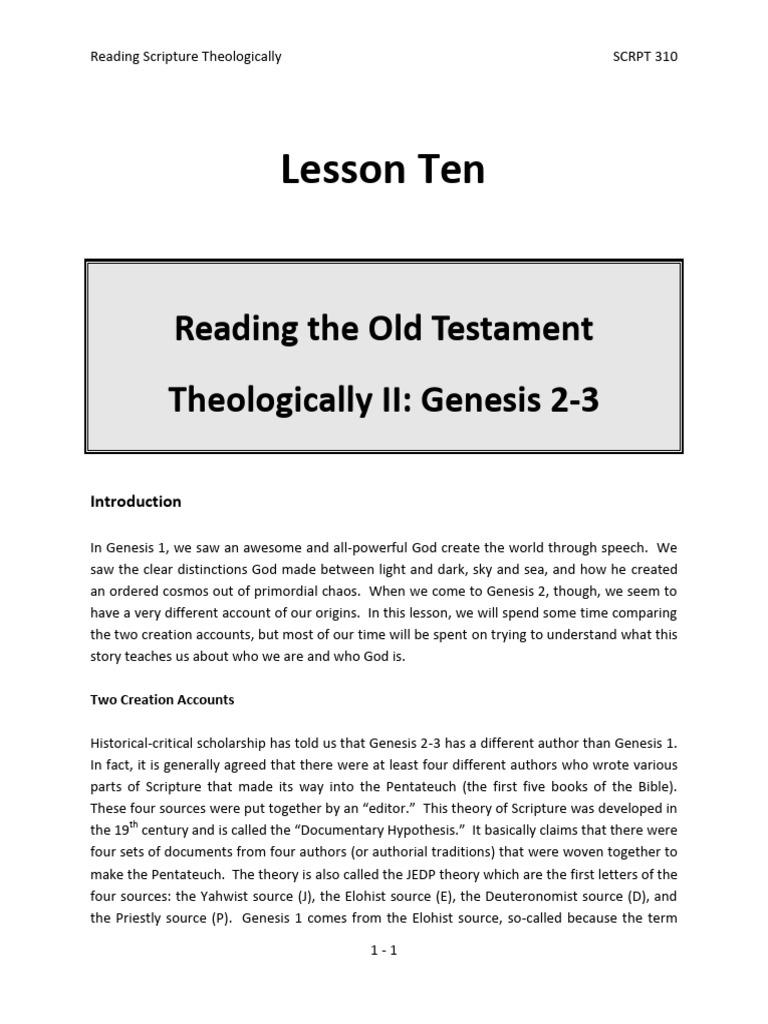 Lesson 10 | PDF | Genesis Creation Narrative | Book Of Genesis