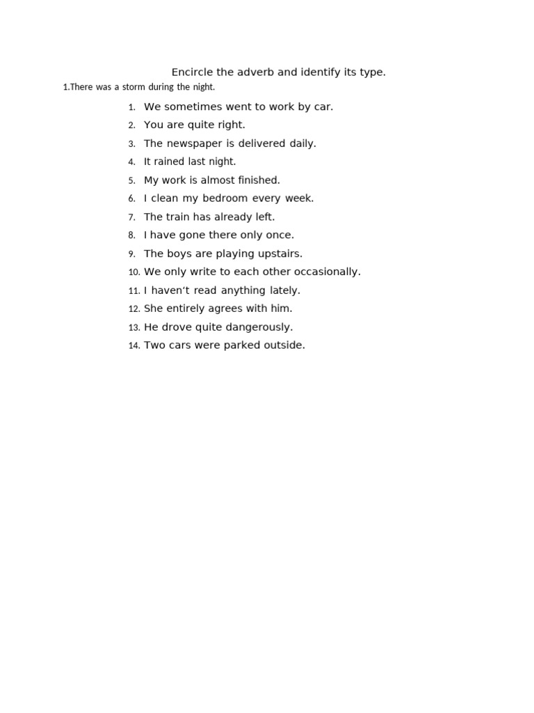 Encircle The Adverb and Identify Its Type | PDF | General Fiction
