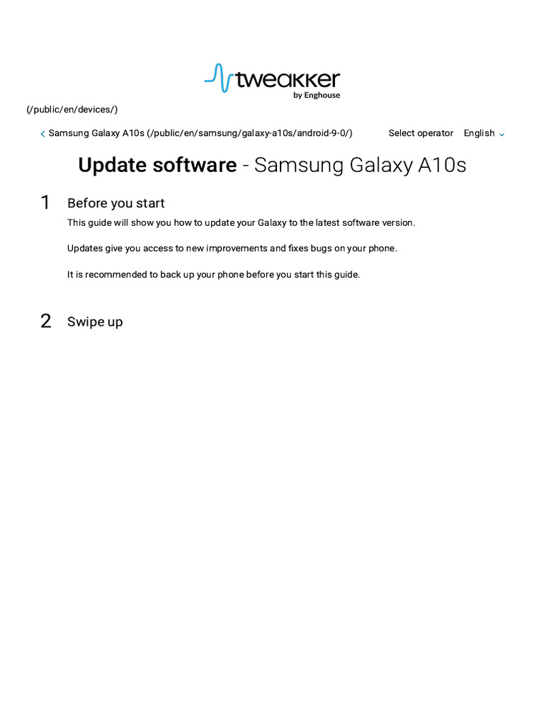 Update Software - Samsung Galaxy A10s - Android 9.0 - Device Gui | PDF