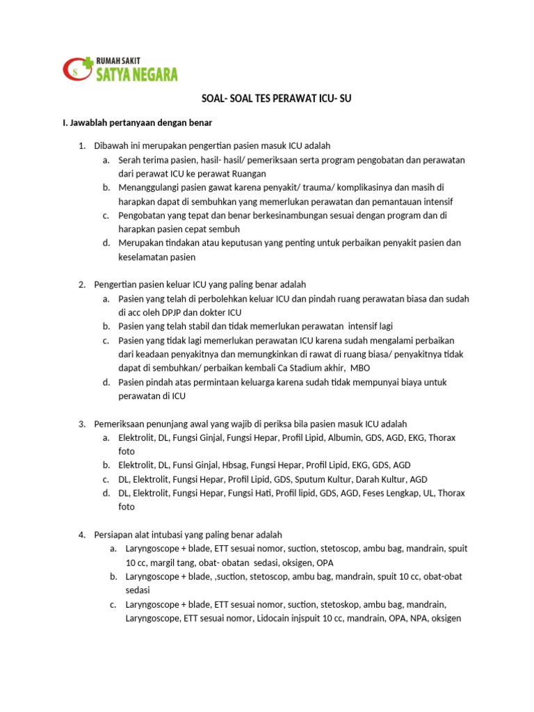 Soal Soal Icu New | PDF