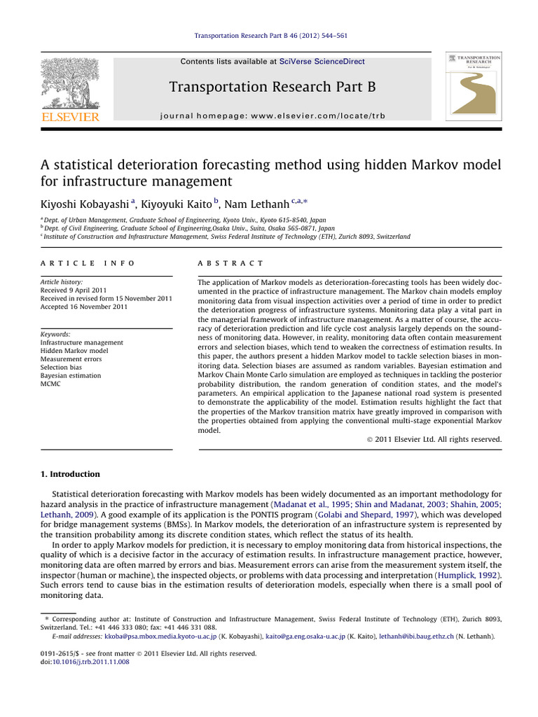 A Statistical Deterioration Forecasting Method Using Hidden Markov