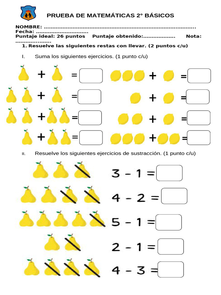 Prueba Sumas y Restas Adaptada | PDF | Informática