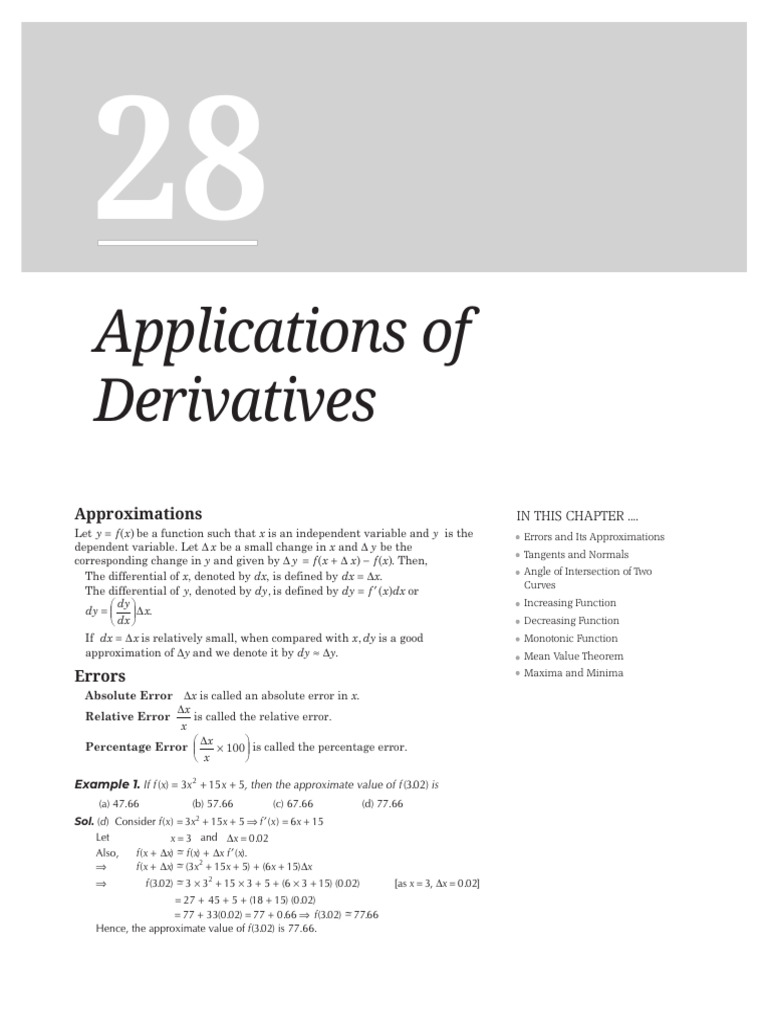 Applications of Derivatives | PDF | Tangent | Slope