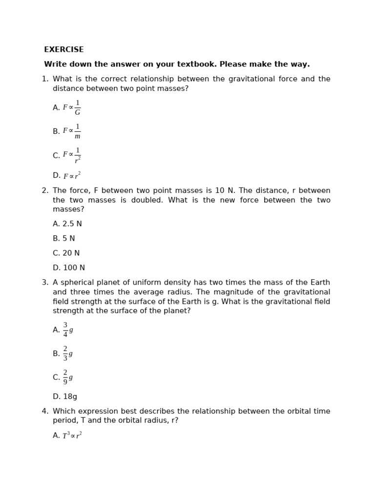 G11 Physics Exercise | PDF