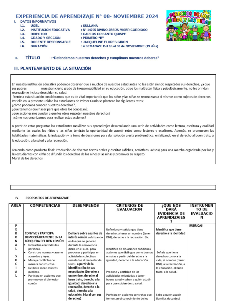 Experiencia de Aprendizaje N 08 Noviembre | PDF | Sustracción | Geometría